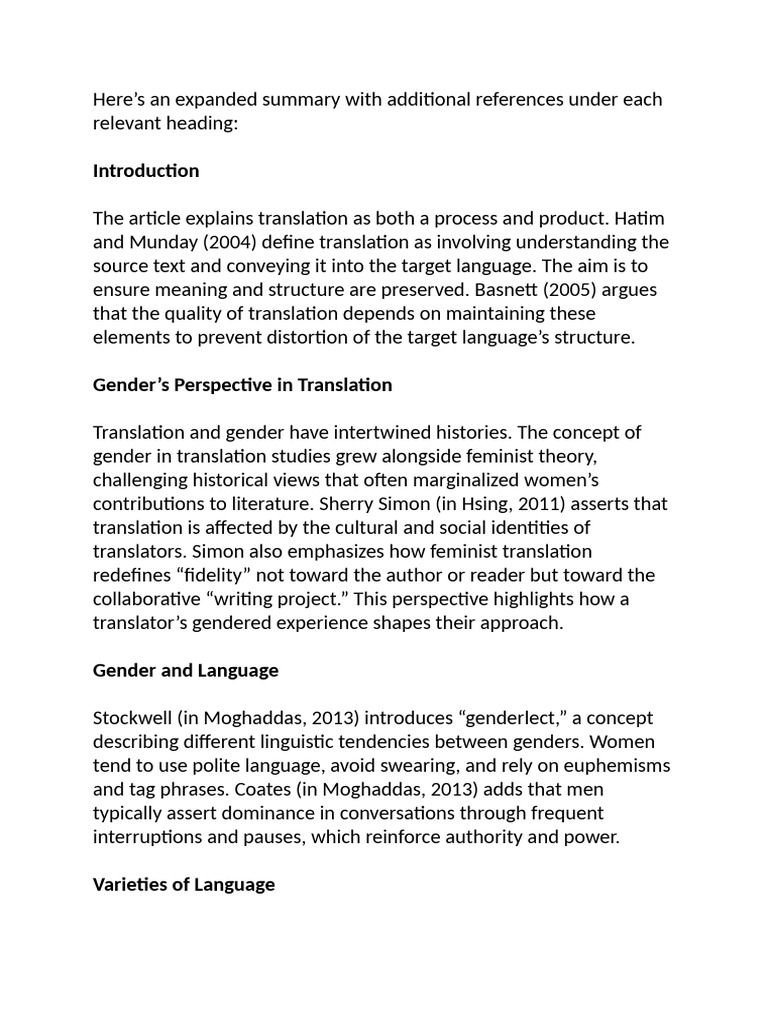 Gender Perspectives in Translation Studies | PDF | Translations | Gender