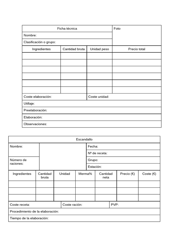 Ficha_técnica_Escandallo_modelo_en_blanco[1] | PDF