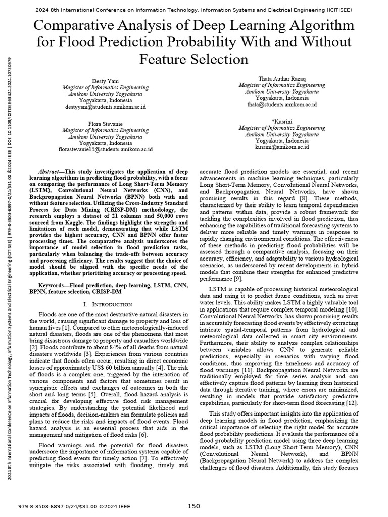 Deep Learning for Flood Prediction Analysis | PDF | Coefficient Of ...