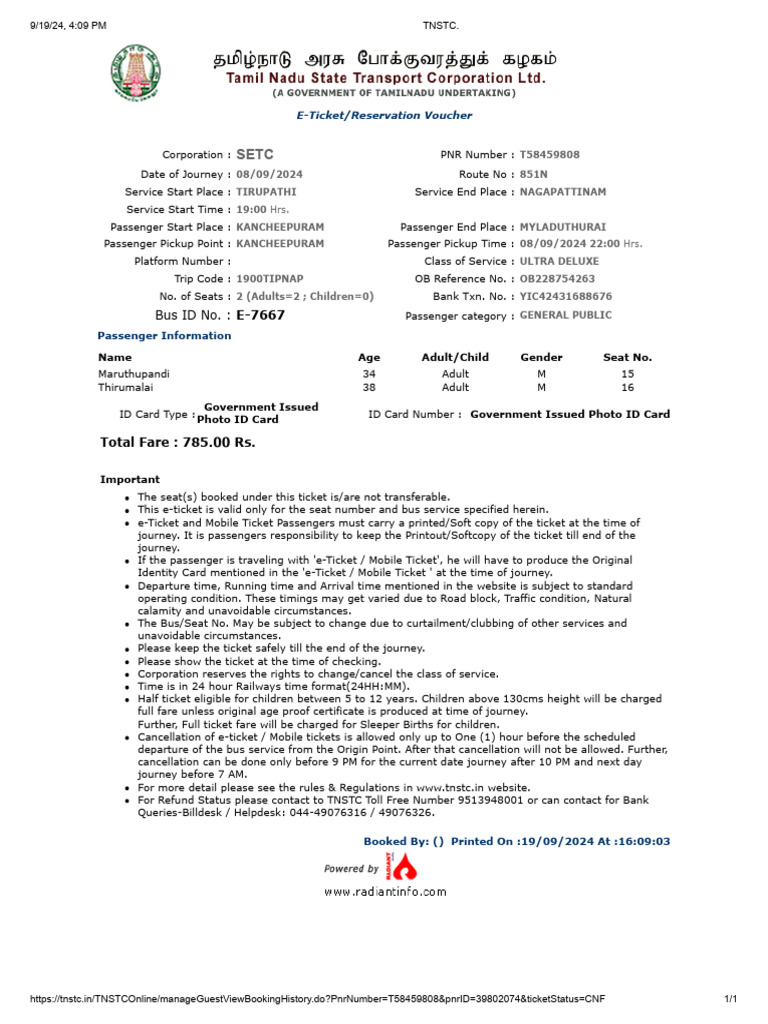 8 9 24 KPM to TVR | PDF | Public Transport | Transport