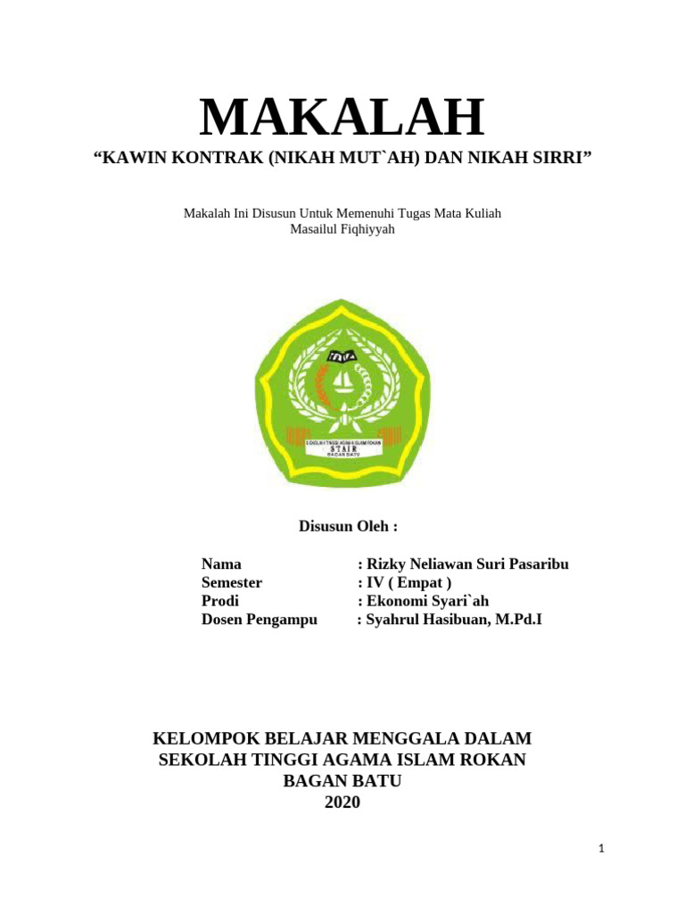 Makalah Kawin Kontrak Dan Nikah Sirri | PDF