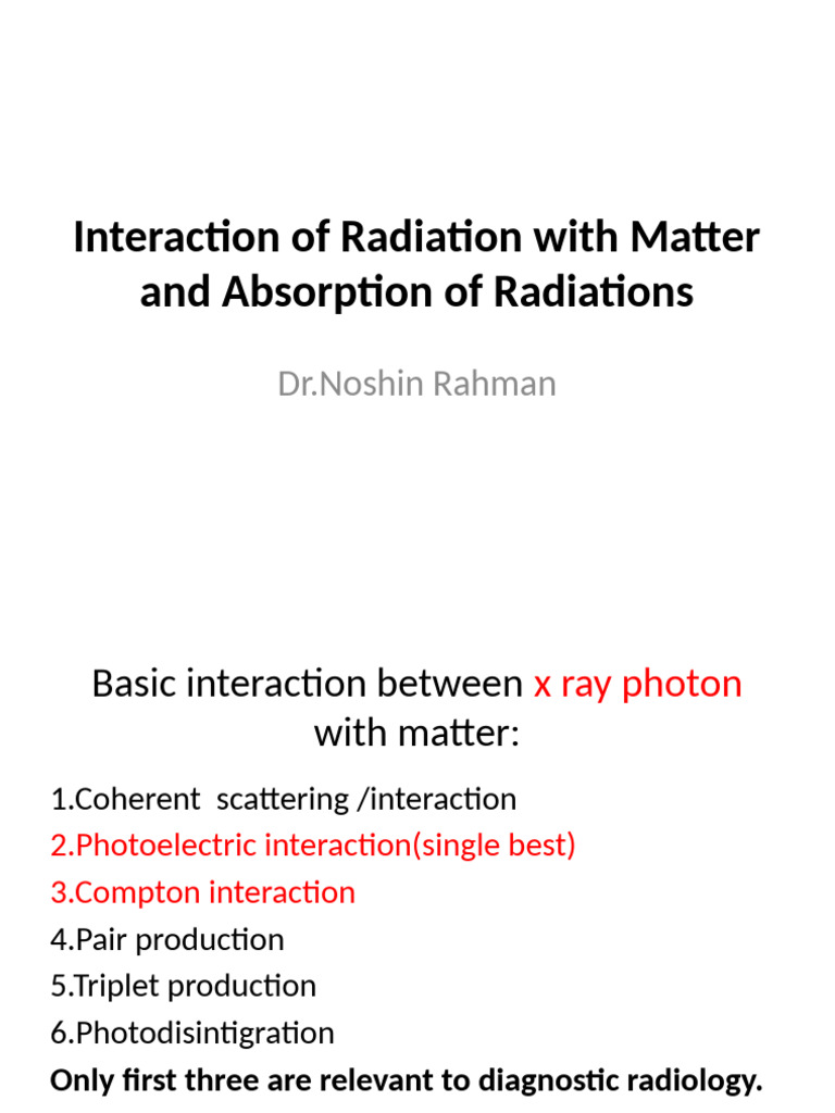 The Interaction of Radiation With Matter | PDF | Photoelectric Effect ...