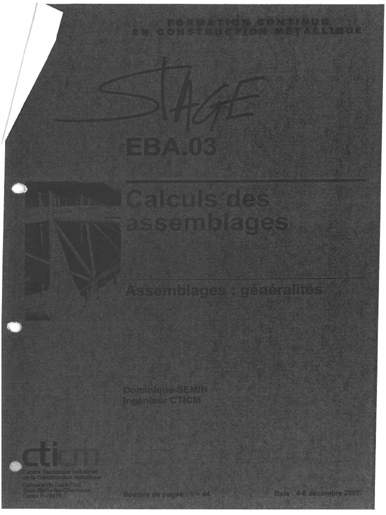 Calcul Assemblages Généralités | PDF