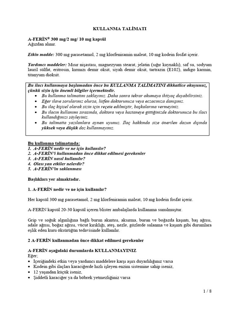 A Ferin 300 MG 2 MG 10 MG Kapsul KT | PDF