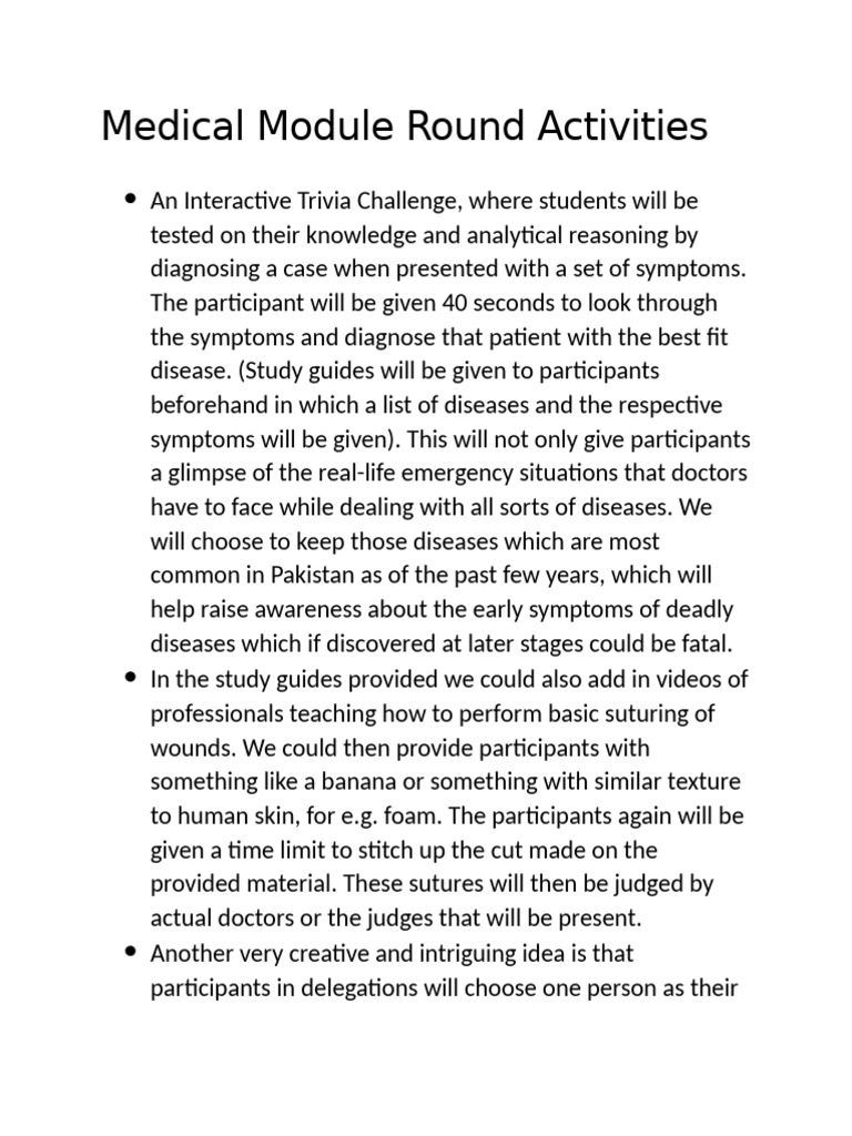 Medical Module Round Activities | PDF