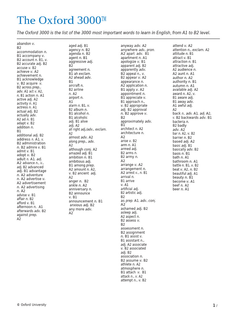 The Oxford 3000 | PDF