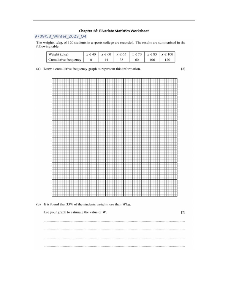 Chapter 26 - Bivariate Statistics Worksheet | PDF
