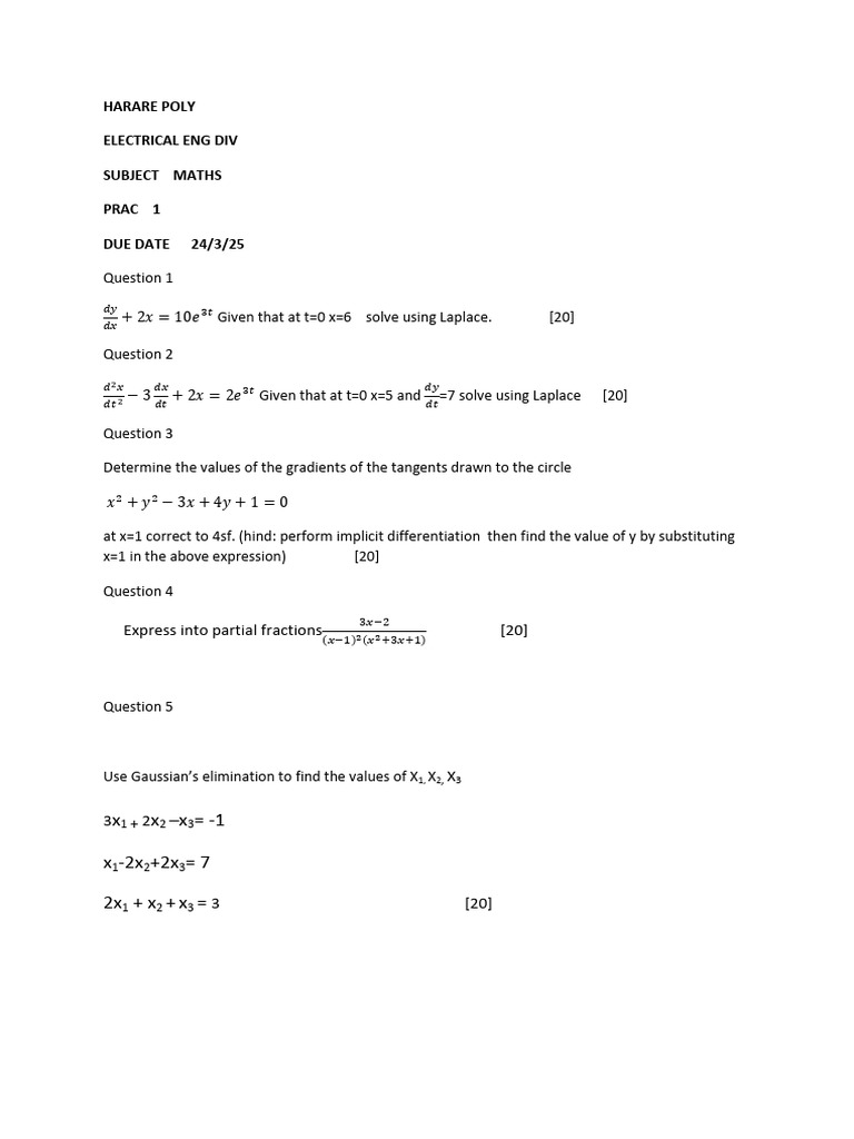 Prac 1 Maths 2025 | PDF