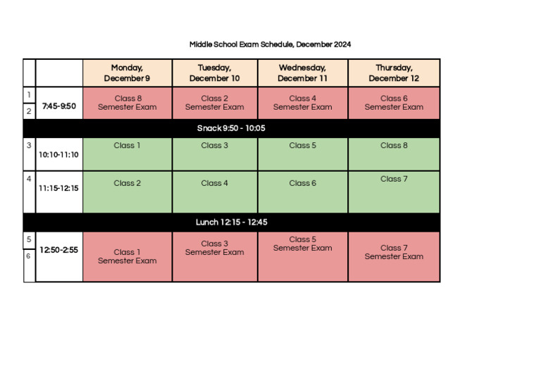 MS Semester Exam Schedule 2024 | PDF