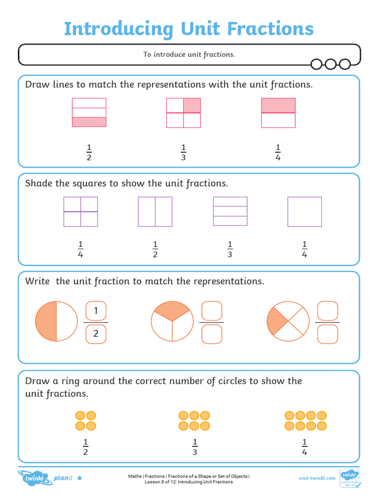 T M 1643710100 Year 2 Introducing Unit Fractions Maths Activity Sheets ...