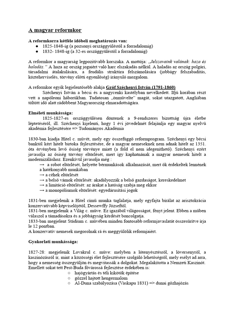 Magyar Reformkor | PDF