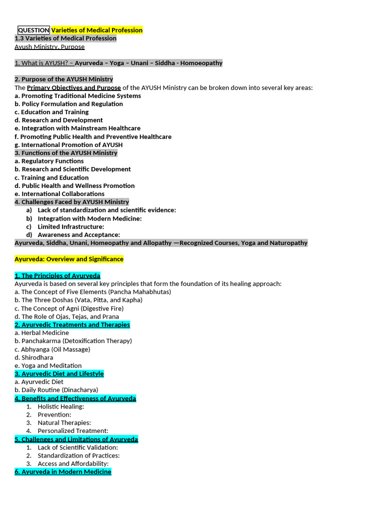 Overview of AYUSH Ministry Functions | PDF | Ayurveda | Medicine