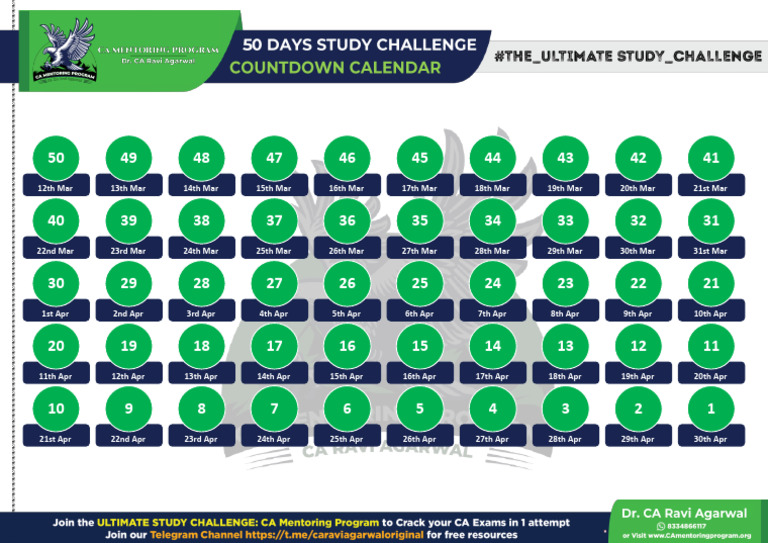 50 Days Study Challenge - 12th March to 30th April | PDF
