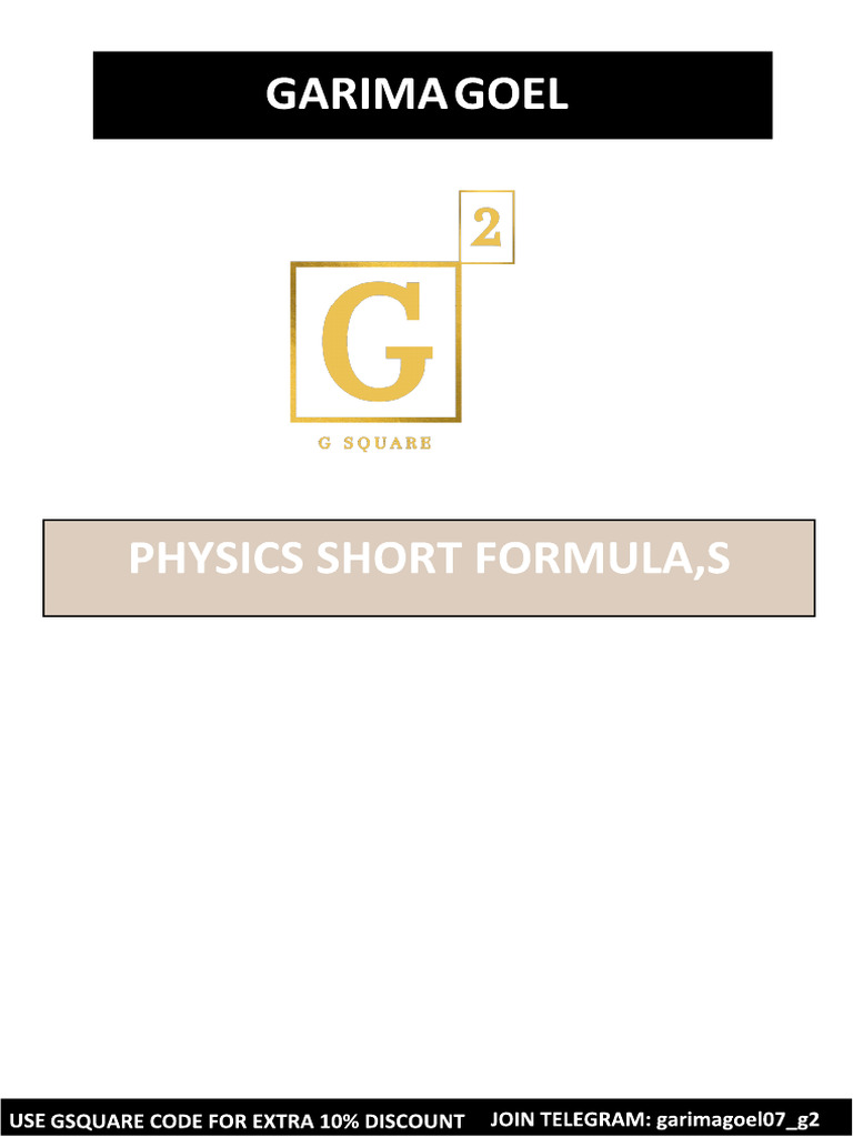Physics Short Formula's | PDF