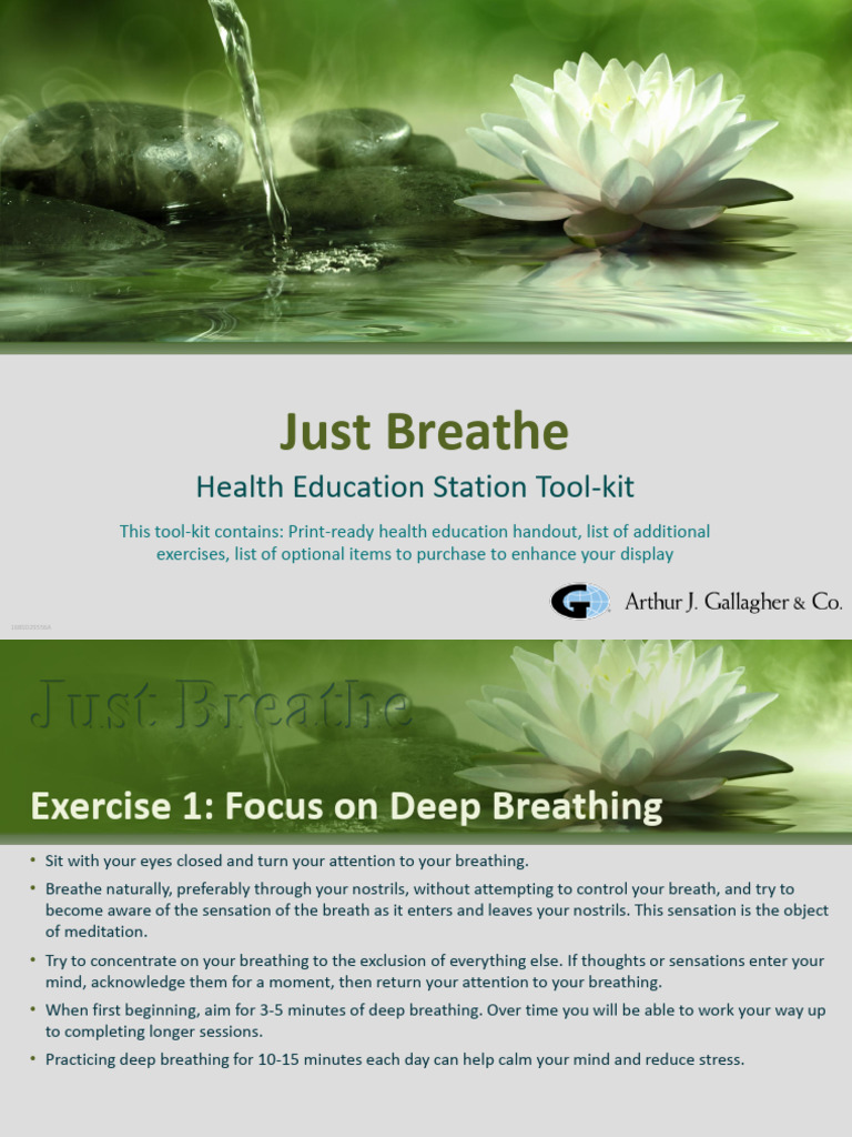 Breathing Exercises Toolkit for Stress Relief | PDF | Breathing | Meditation