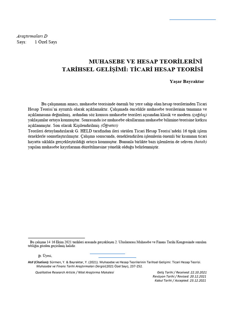 MUHASEBE VE HESAP TEOR__LER__N__N TAR__HSEL GEL______M___ T__CAR__ HESAP TEOR__S__[#1013485 ...