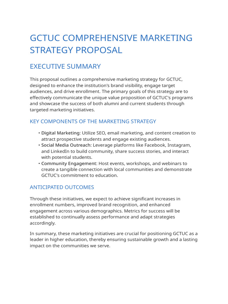 GCTUC Marketing Strategy Overview | PDF | Digital Marketing | Marketing Strategy