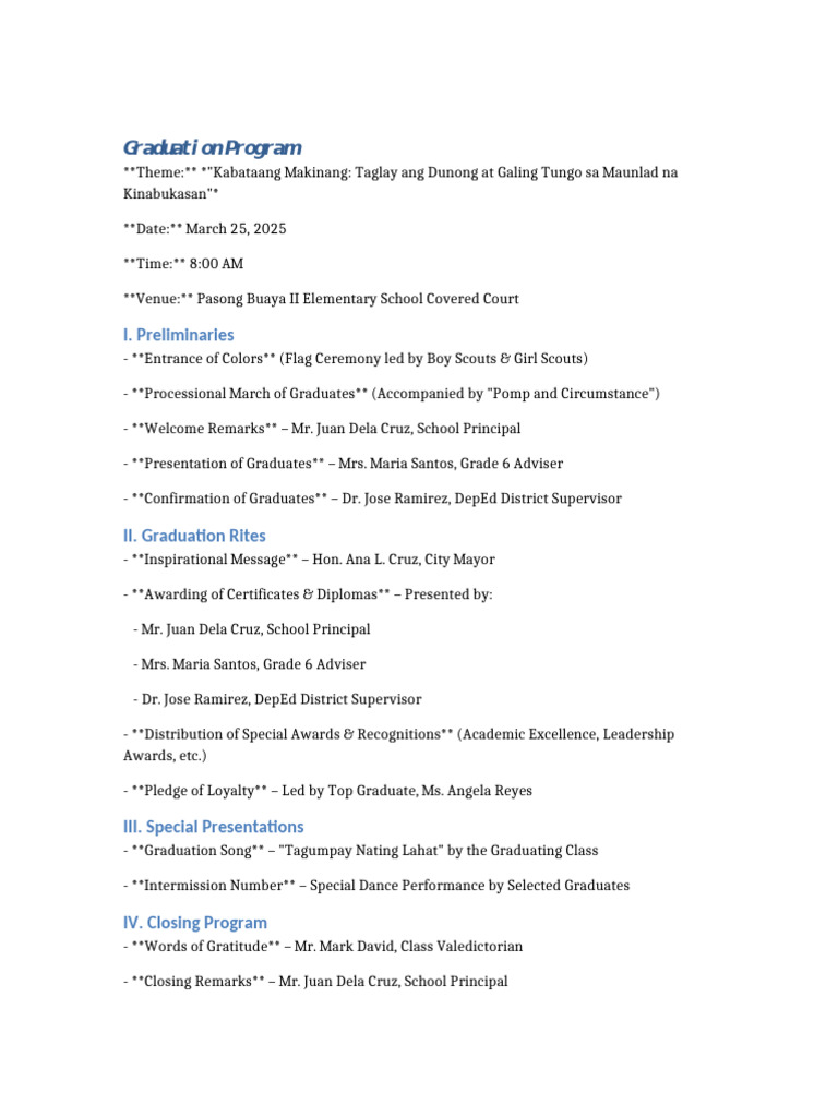 Grade6 Graduation Program | PDF