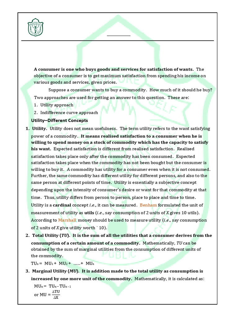 Understanding Marginal and Total Utility | PDF | Utility | Economic ...