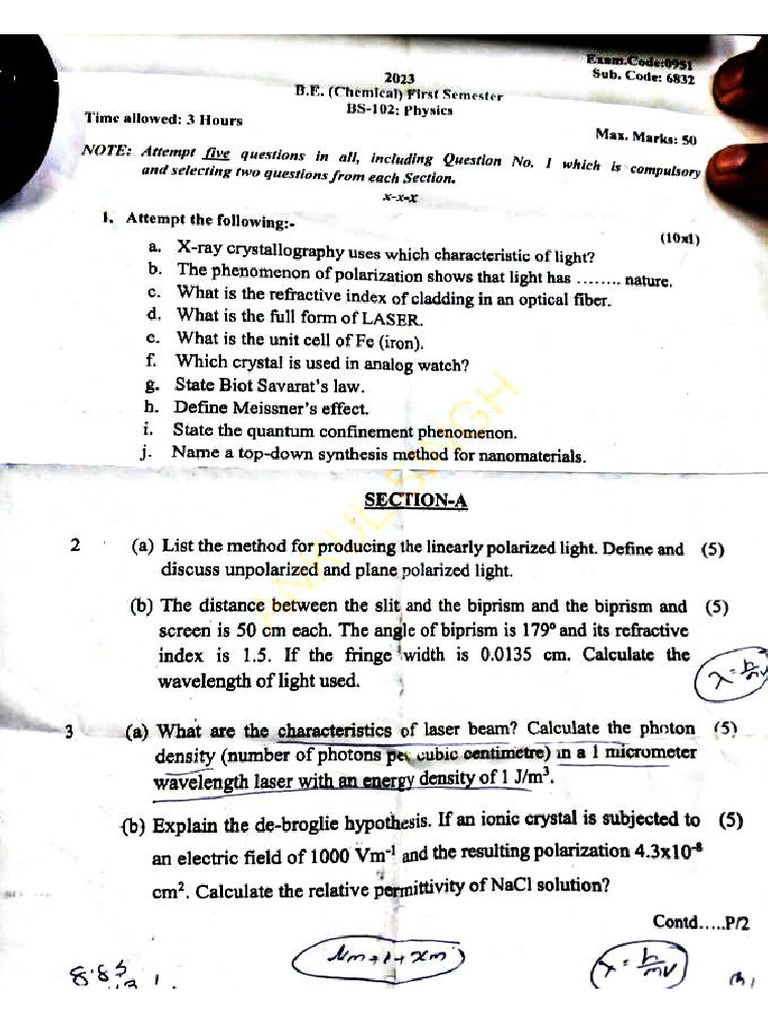 phy end sem pyq | PDF