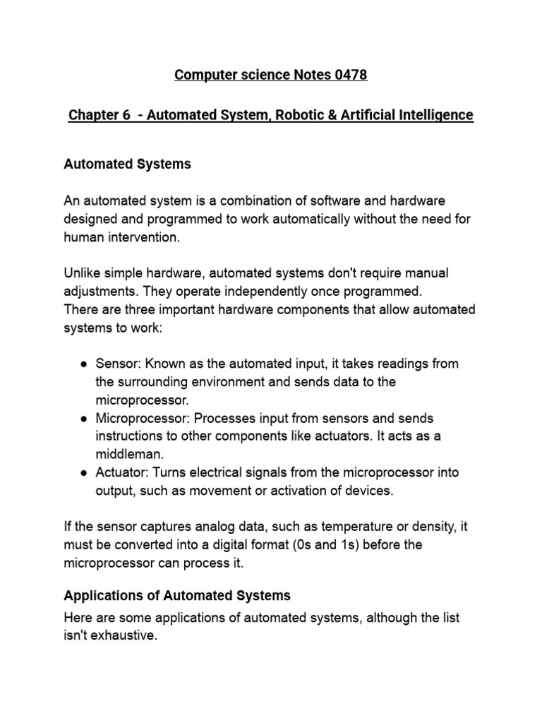 Chapter 6: Automated Systems & Robotics | PDF | Machine Learning ...