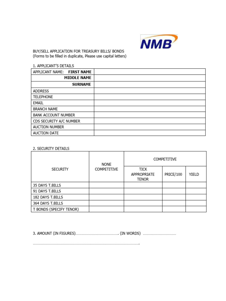 Bid Form - T - Bills - T - Bonds - 2020 | PDF