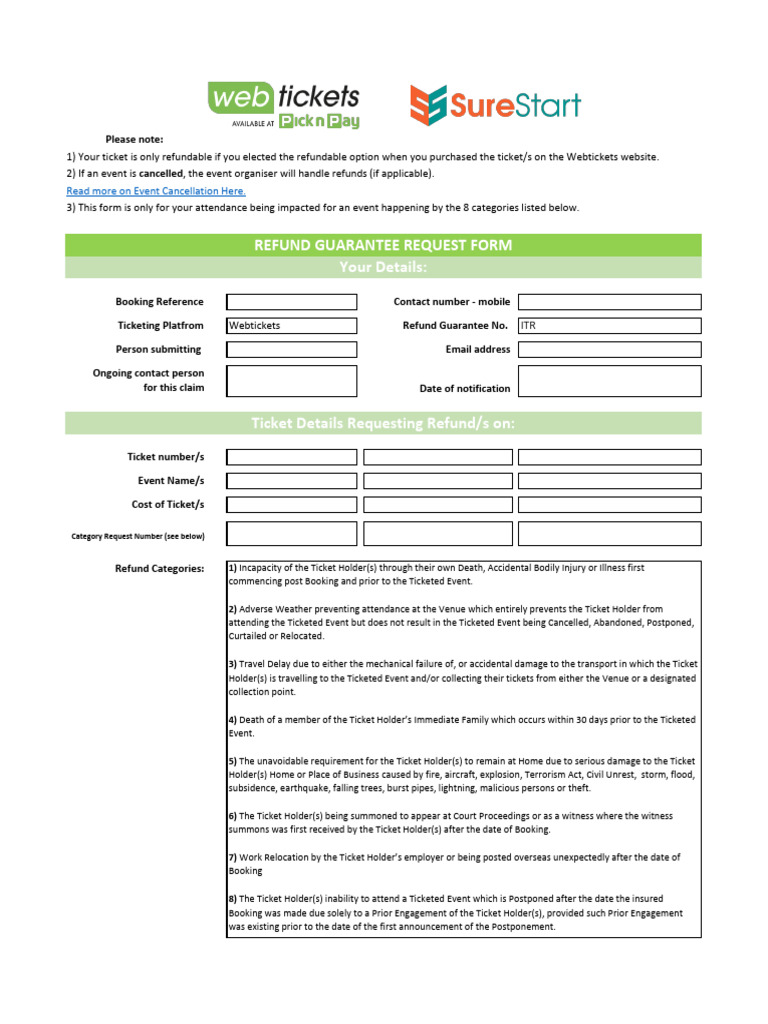 Paarlchella Refund Form | PDF
