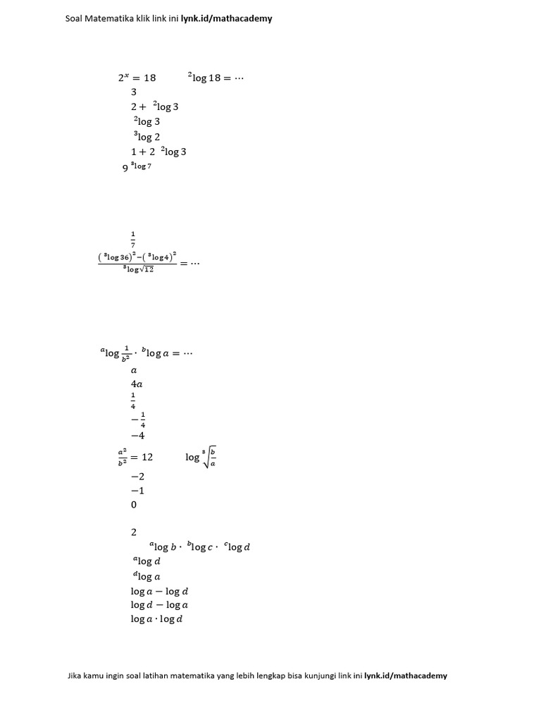 Worksheet Logaritma | PDF