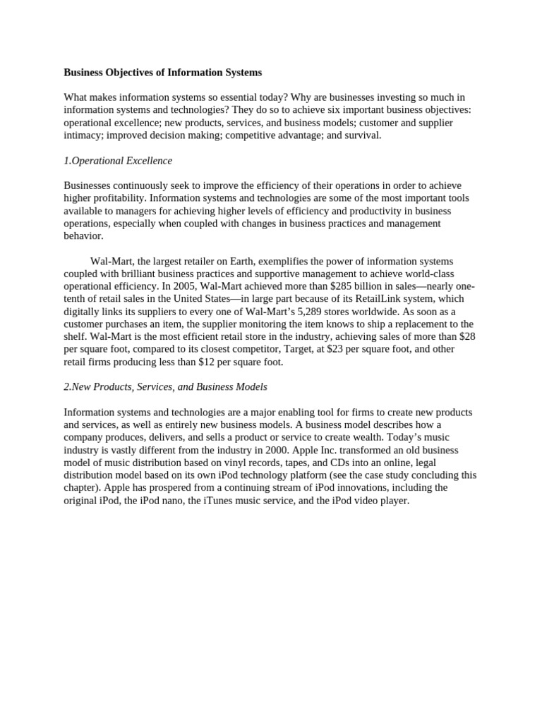 Strategic Objectives of Information Systems | PDF | I Pod | Dell