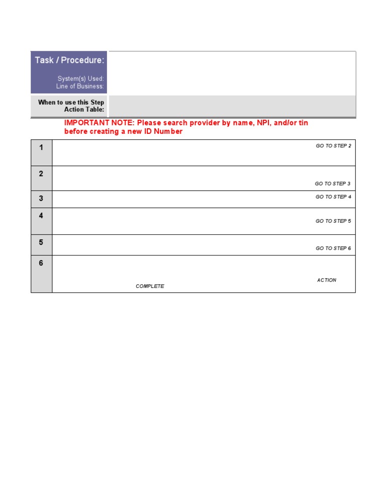 Step Action Tables | PDF | Business