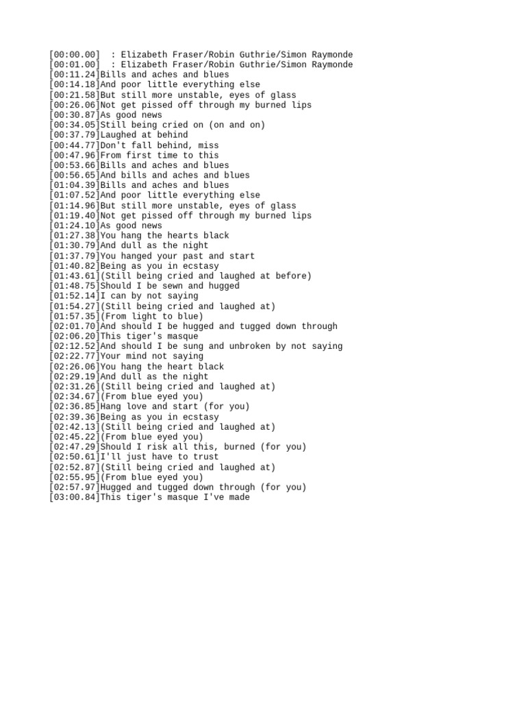 Cocteau Twins - Cherry-Coloured Funk - LRC | PDF