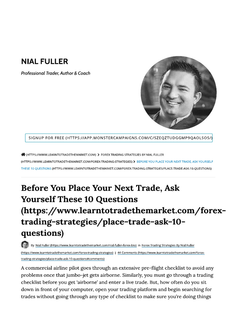 Before You Place Your Next Trade, Ask Y... Questions Learn To Trade The ...