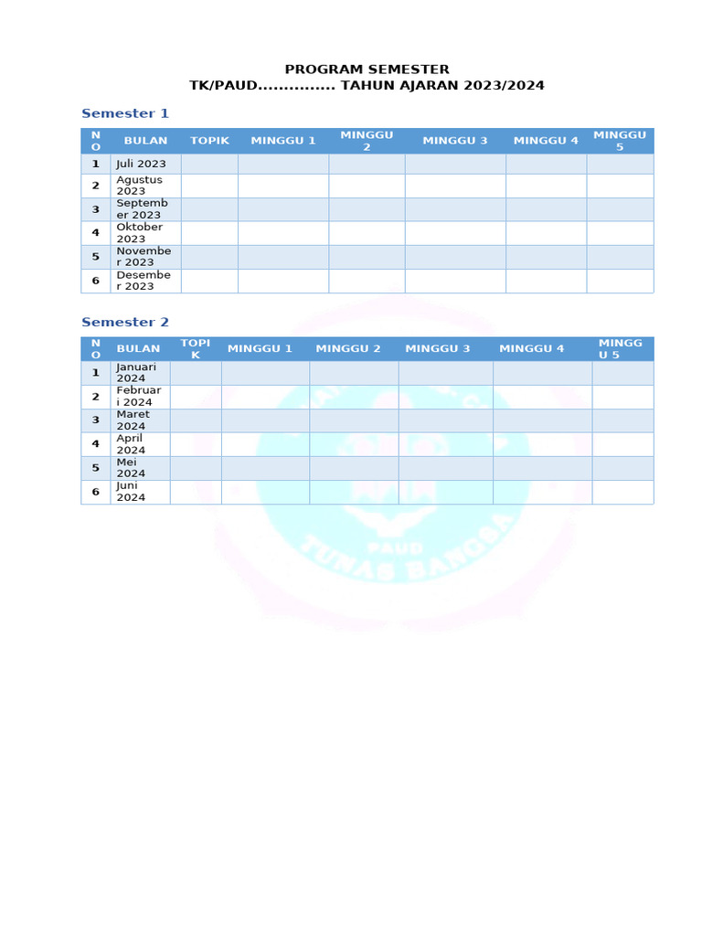 CONTOH PROGRAM SEMESTER | PDF