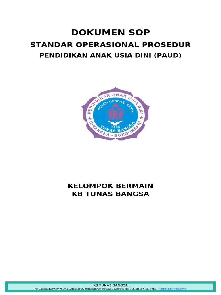 DOKUMEN 15 SOP PAUD KB-TK FULL | PDF