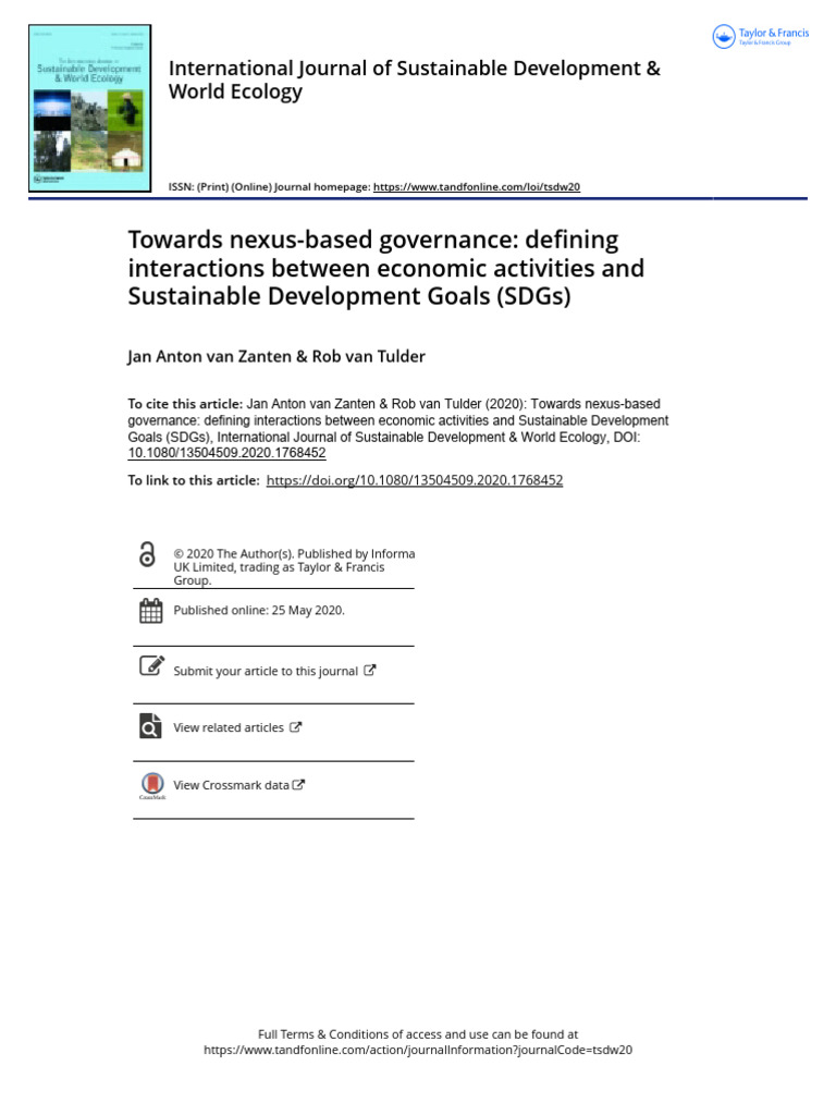 Towards Nexus Based Governance Defining Interactions Between Economic ...