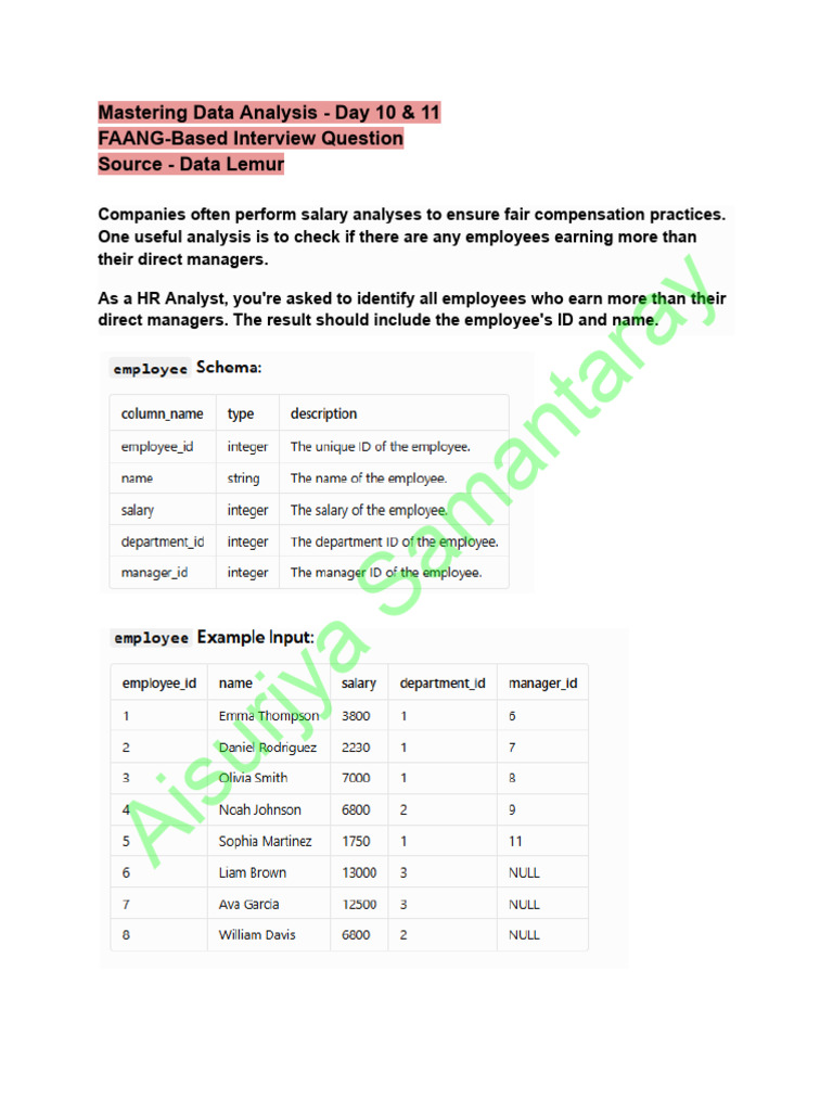 Mastering Data Analysis (SQL) - Day 10 - 11 PDF | PDF | Ibm Db2 | Information Science