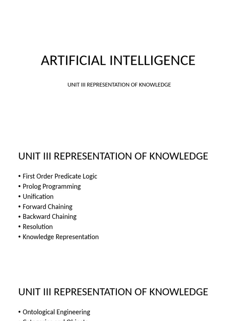 Unit 3 Representation of Knowledge | PDF | Mind | Knowledge Representation And Reasoning