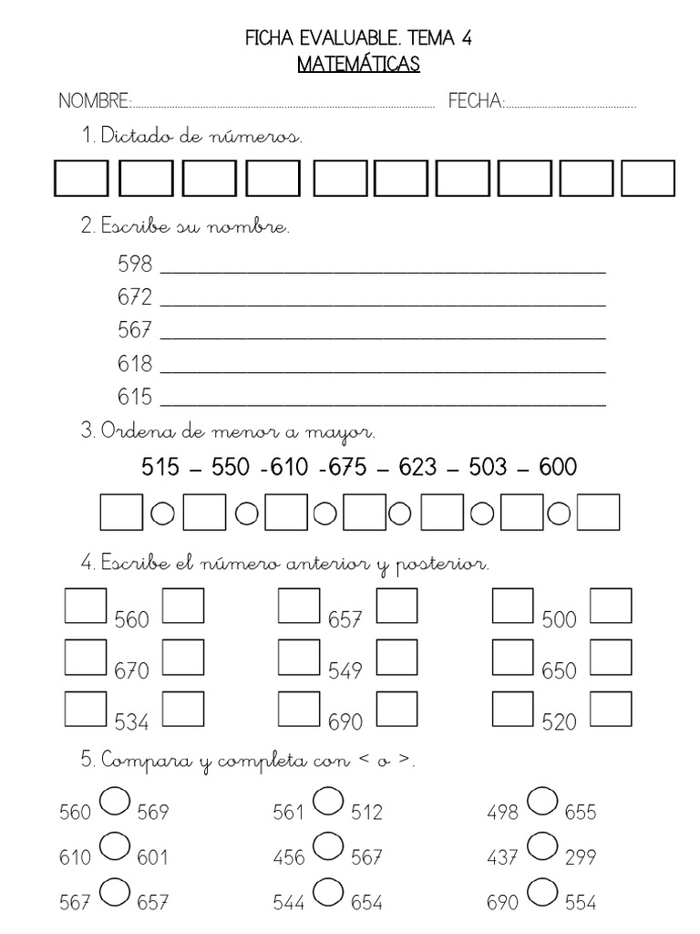 Ficha Evaluable. Tema 4. Matemáticas | PDF