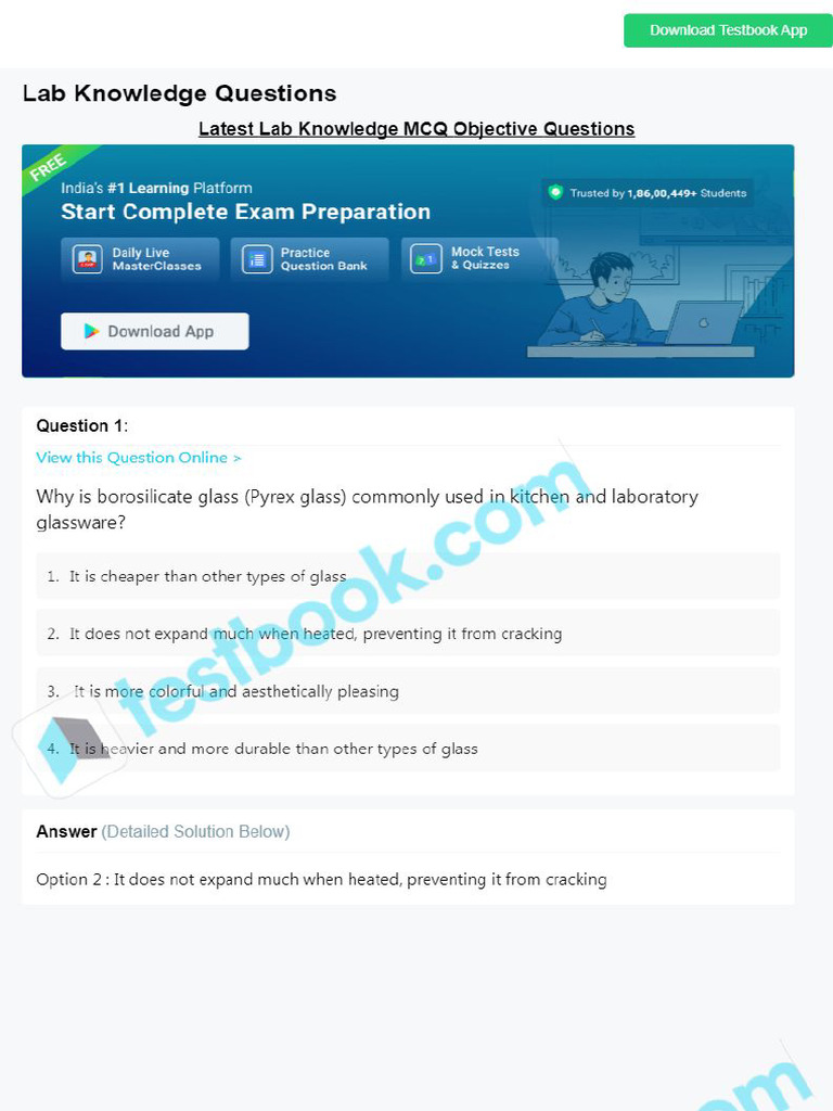 MCQ On Lab Knowledge 621f7ad5013951392a540f27 | PDF