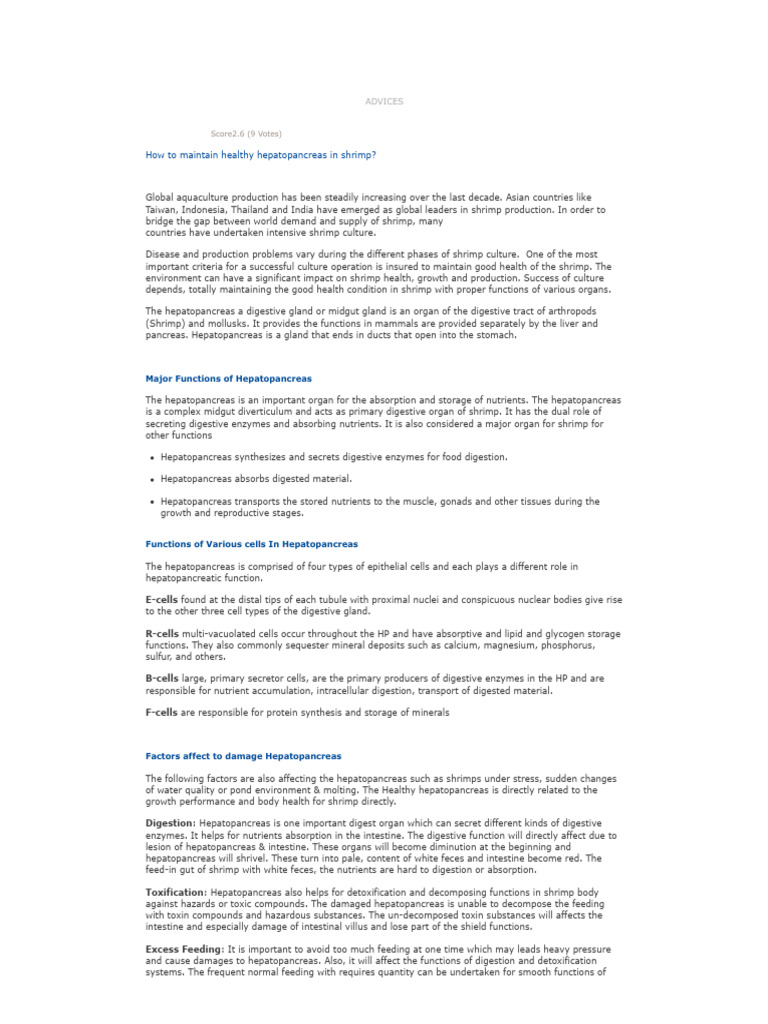 How To Maintain Healthy Hepatopancreas in Shrimp | PDF | Digestion ...