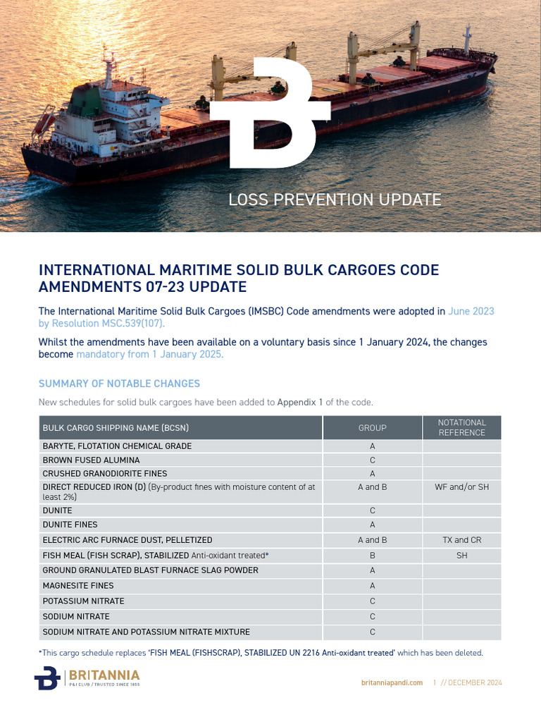 IMSBC Code Amendments 2023 Overview | PDF | Cargo | Ventilation ...
