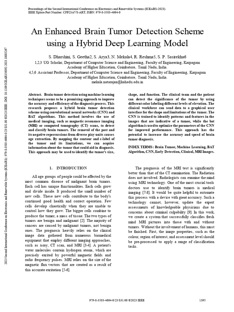 An Enhanced Brain Tumor Detection Scheme Using A Hybrid Deep Learning ...