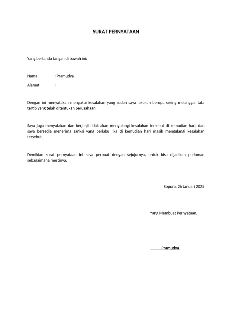 Surat Pernyataan Agung | PDF