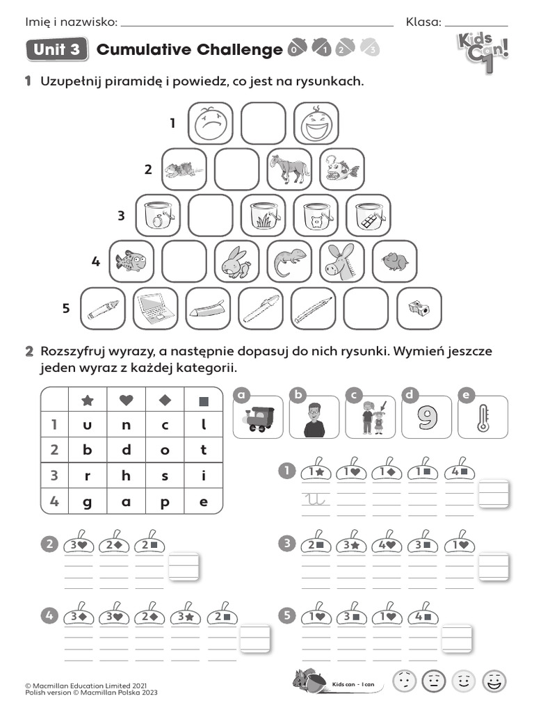 Kids Can 1 - Cumulative Challenge - Unit 3 | PDF