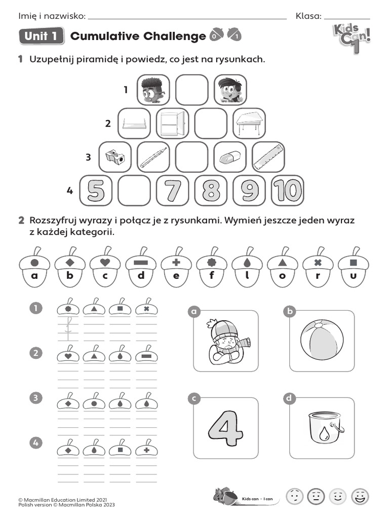 Kids Can 1 - Cumulative Challenge - Unit 1 | PDF