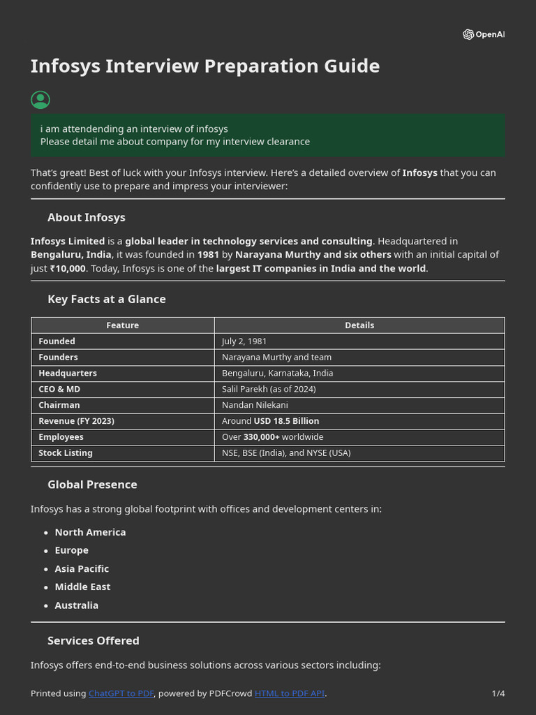 Infosys Interview Preparation Guide | PDF | Computing