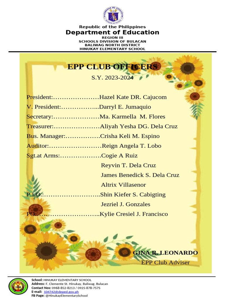 2025 - ACR EPP CLUB List of Officers | PDF