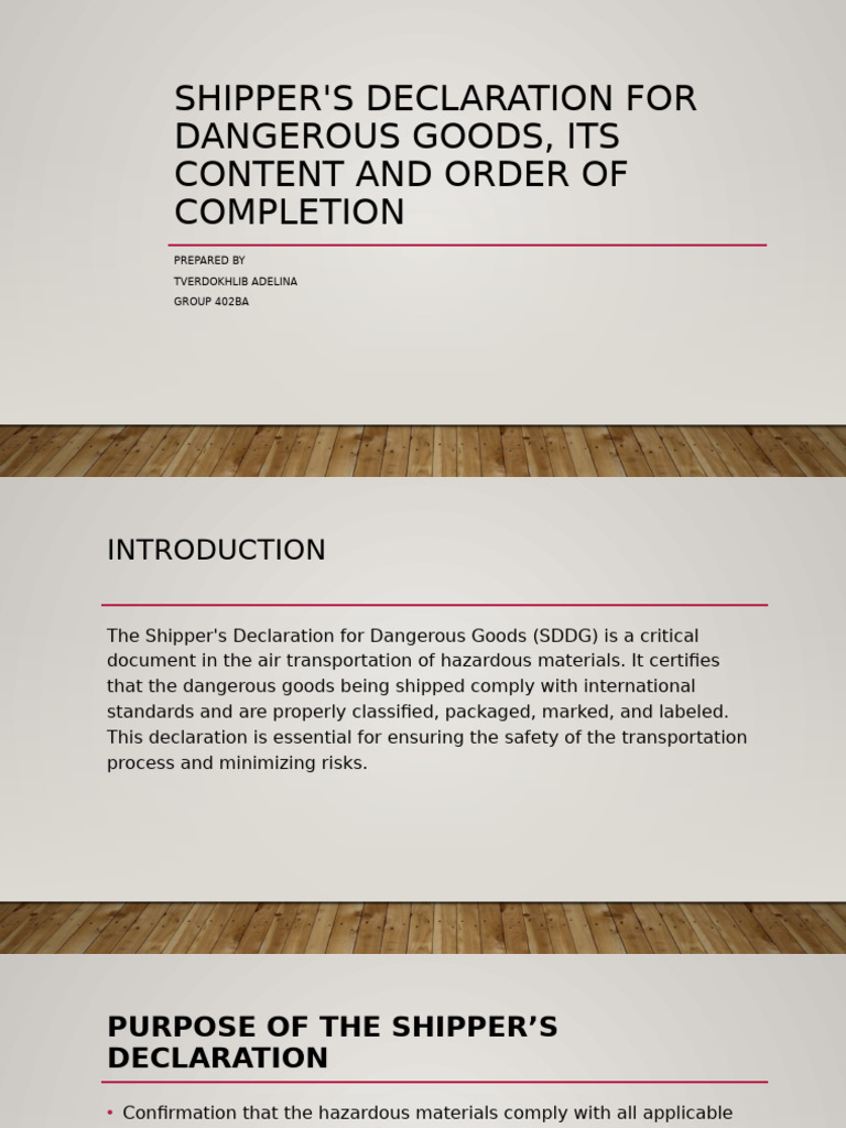 Shipper's Declaration for Dangerous Goods | PDF | Dangerous Goods | Occupational Safety And Health