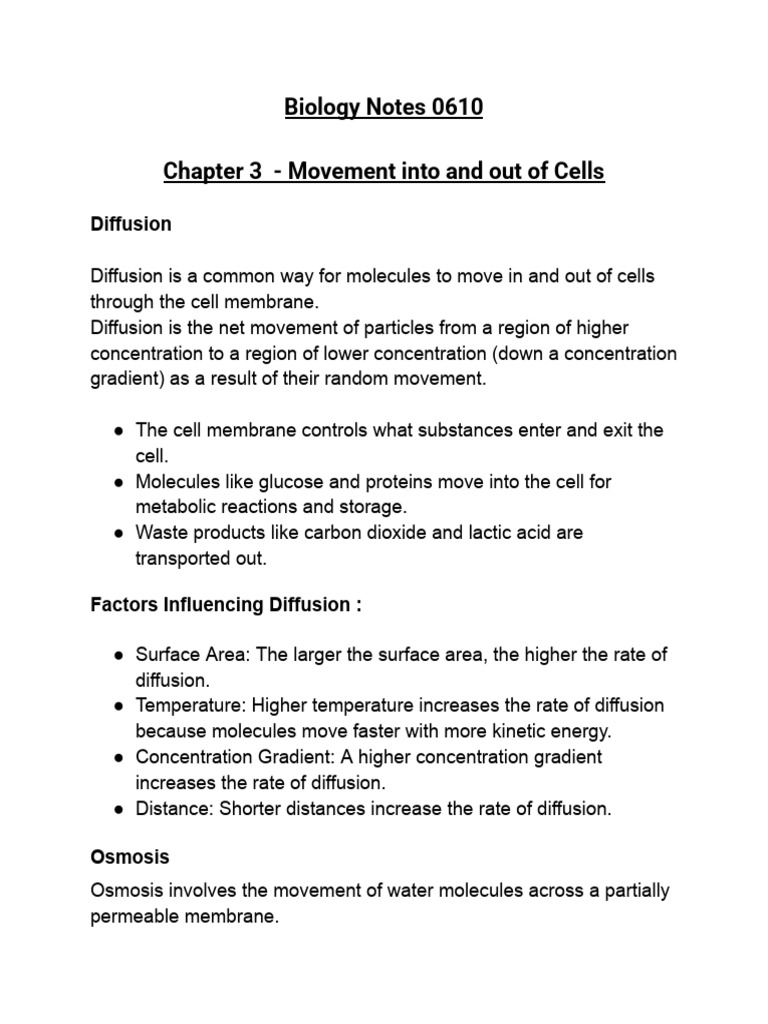 Movement of Substances in Cells | PDF | Osmosis | Diffusion