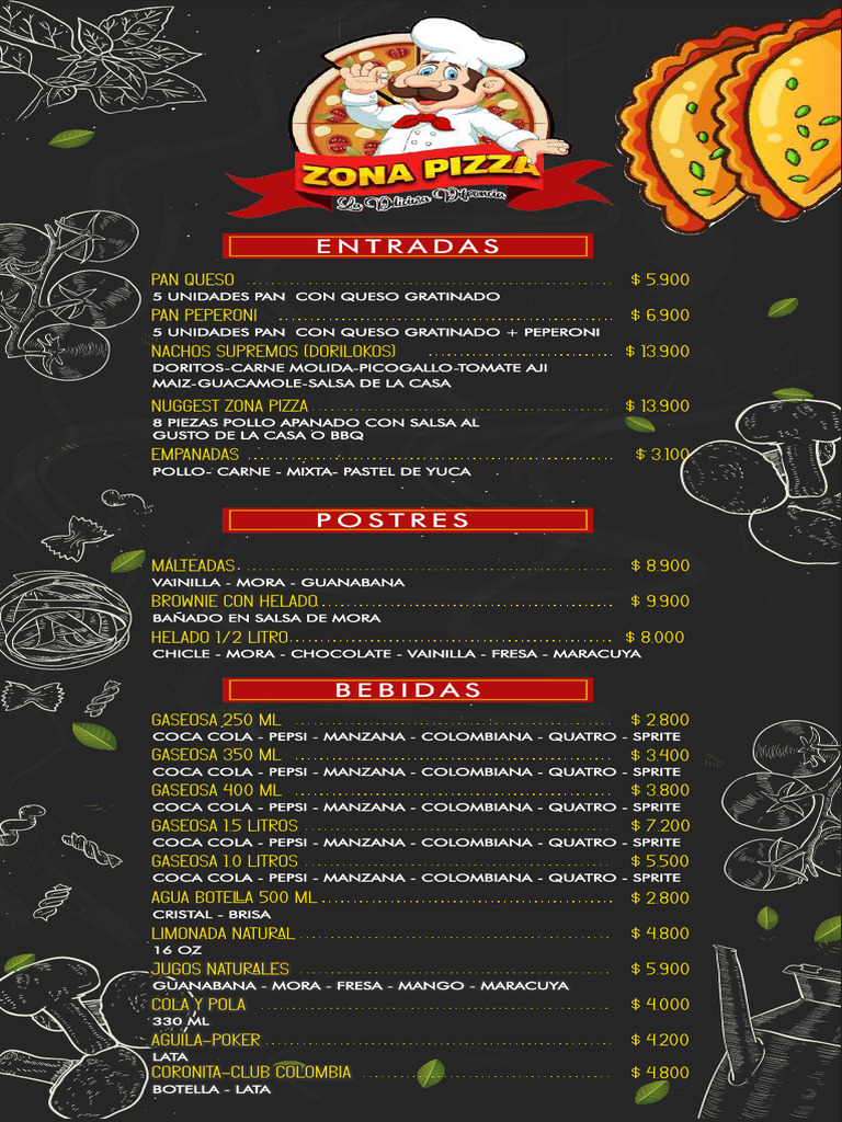 MENUS PIZZA - Compressed | PDF | Pizza | Salchicha